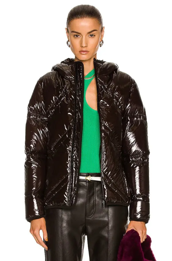 Bottega Veneta Shiny Nylon Chevron Puffer