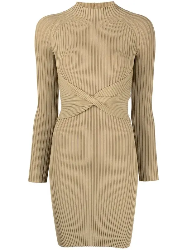 DION LEE Twist-detail Ribbed-knit Minidress