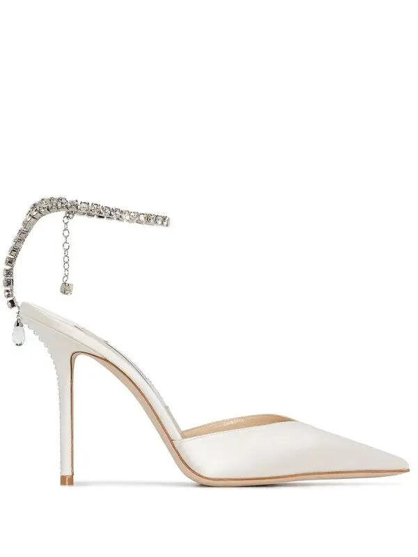 JIMMY CHOO Saeda 100mm Crystal-anklet Pumps