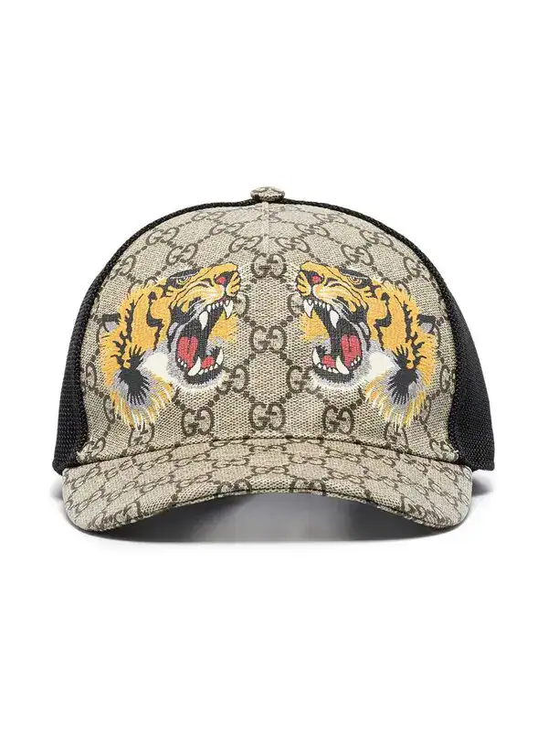 Gucci Gg Supreme Tiger Baseball Cap - Neutrals | Editorialist