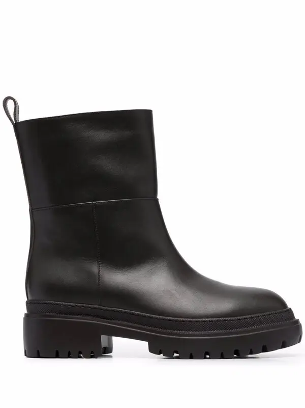 L' AUTRE CHOSE Leather Ankle Boots - Brown