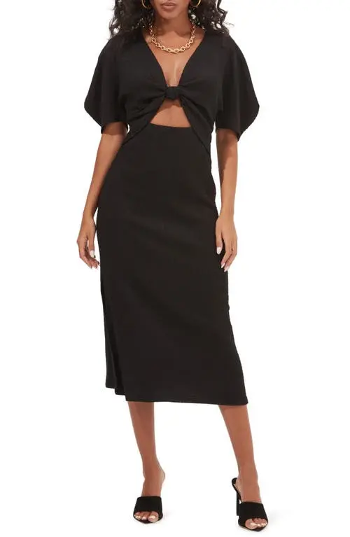 Astr The Label Normandie Cutout Puff Sleeve Dress In Black - 66 
