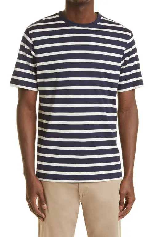 Sunspel Stripe Crewneck T-shirt - Navy/ecru Breton Stripe