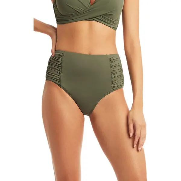 SEA LEVEL High Waist Bikini Bottom - Khaki