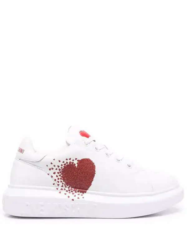 Moschino Heart-Motif Chunky Sneakers In White 49% Off Editorialist