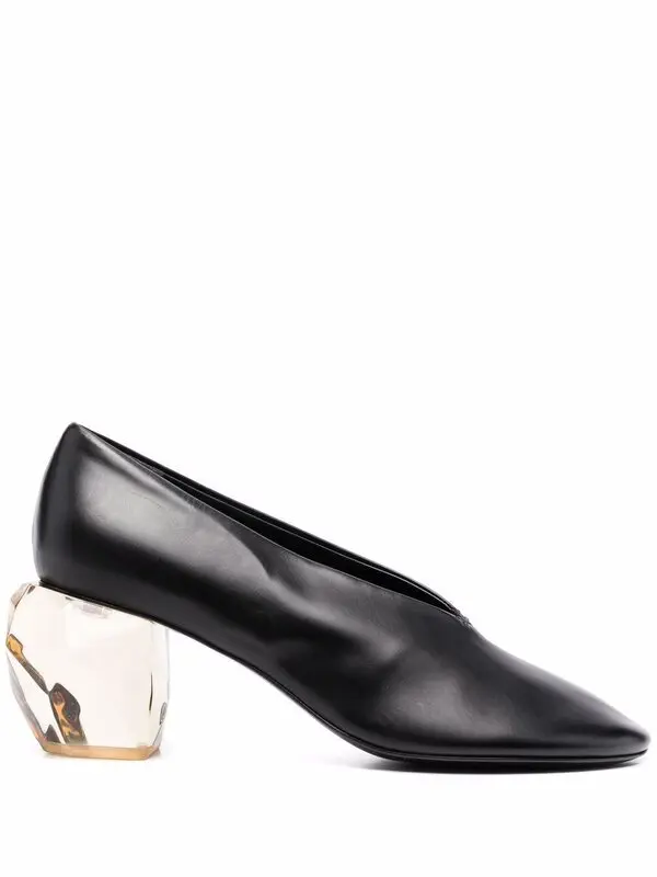 JIL SANDER Perspex Block Heel Pumps - Black | Editorialist