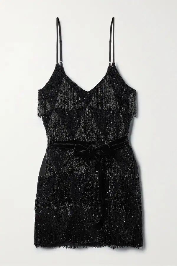white christmas dresses Claire Sequin Fringe Dress – Retrofete main image 0