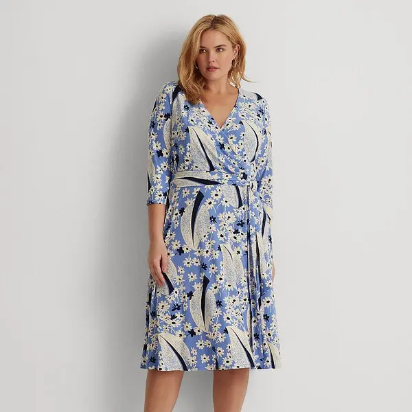 Ralph Lauren Floral Surplice Jersey Midi Dress In Blue/Cream/Multi - 30%  Off | Editorialist