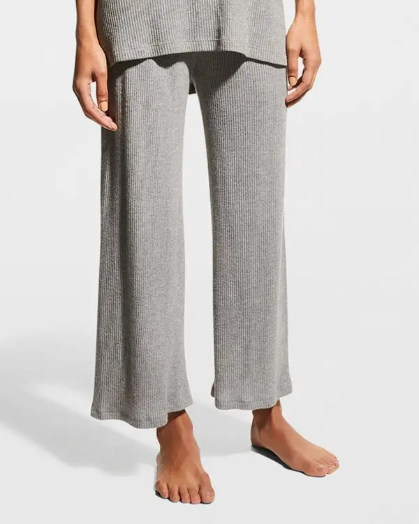 ANDINE Soleil High-rise Cropped Ribbed Pants