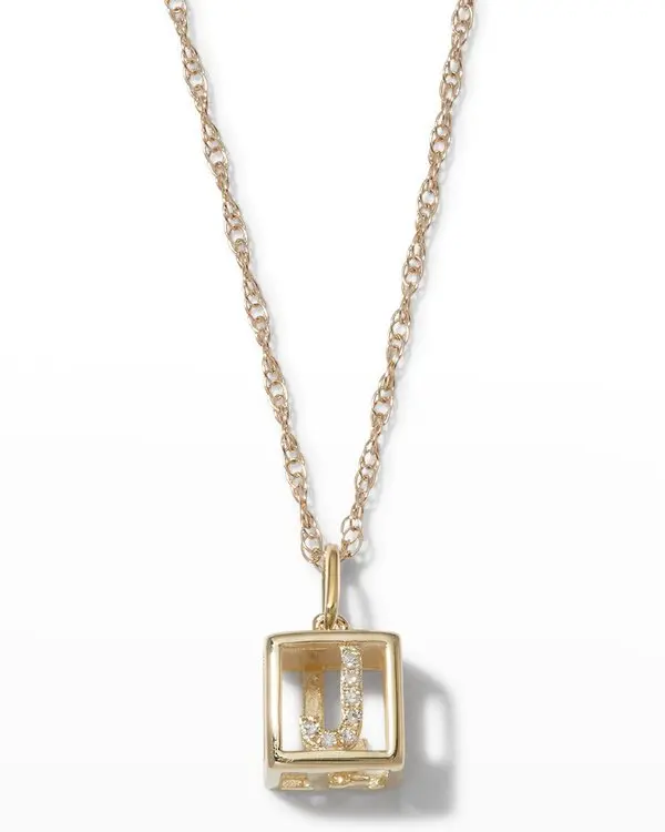 STONE AND STRAND Diamond Baby Block Pendant Necklace - J
