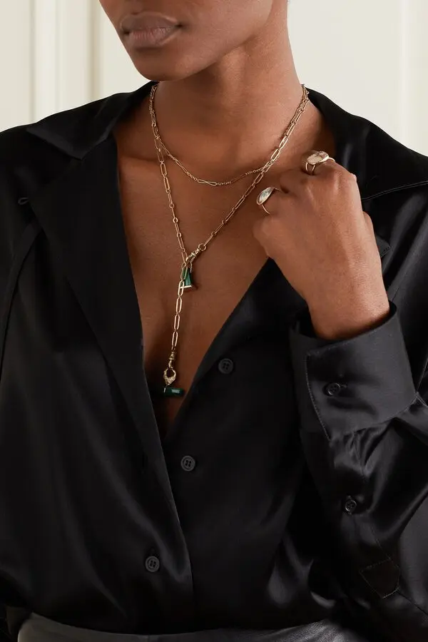 Pascale Monvoisin Debbie N°3 9-karat Malachite And Diamond Necklace - Gold
