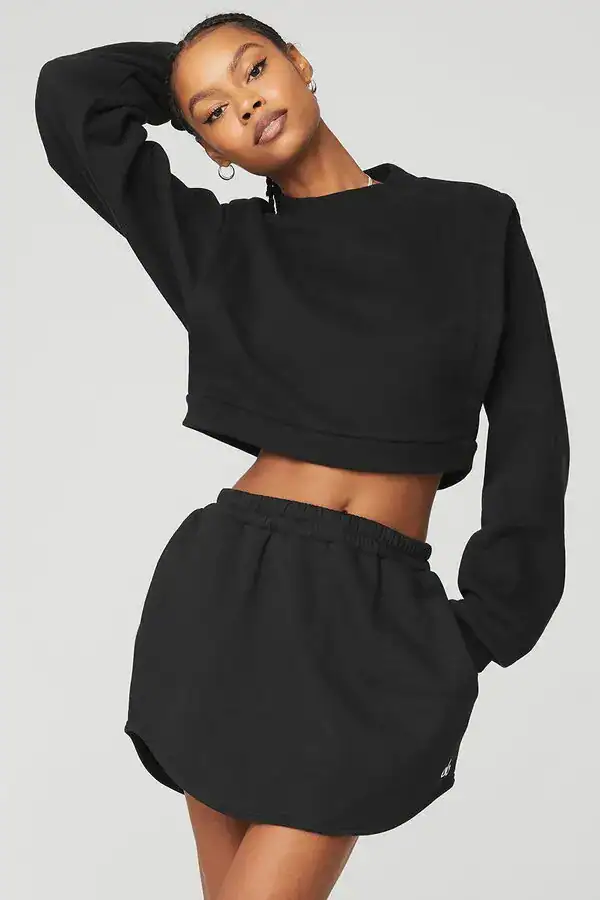 Alo Yoga Cropped Fresh Coverup Top In Black - 20% Off | Editorialist
