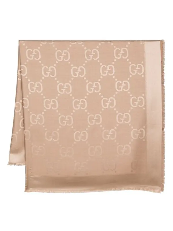 Gucci Gg Jacquard Frayed Scarf