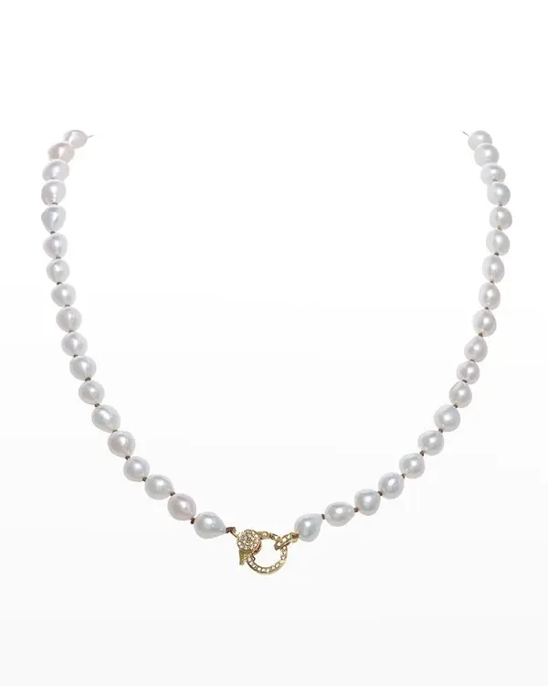 Margo Morrison Petite Baroque Pearl Necklace With Diamond Clasp