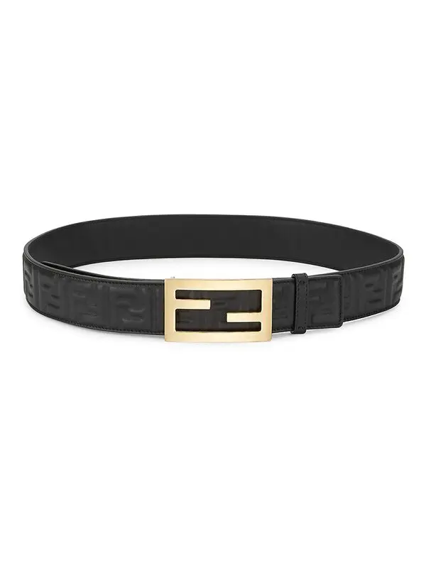 Buy Fendi Logo Embossed Leather Belt - Black At 75% Off | Editorialist