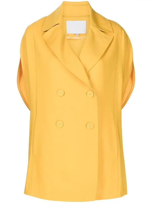 Costarellos Double-breasted Wool-blend Cape