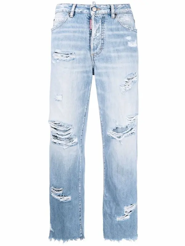 Dsquared2 Distressed Straight-leg Jeans