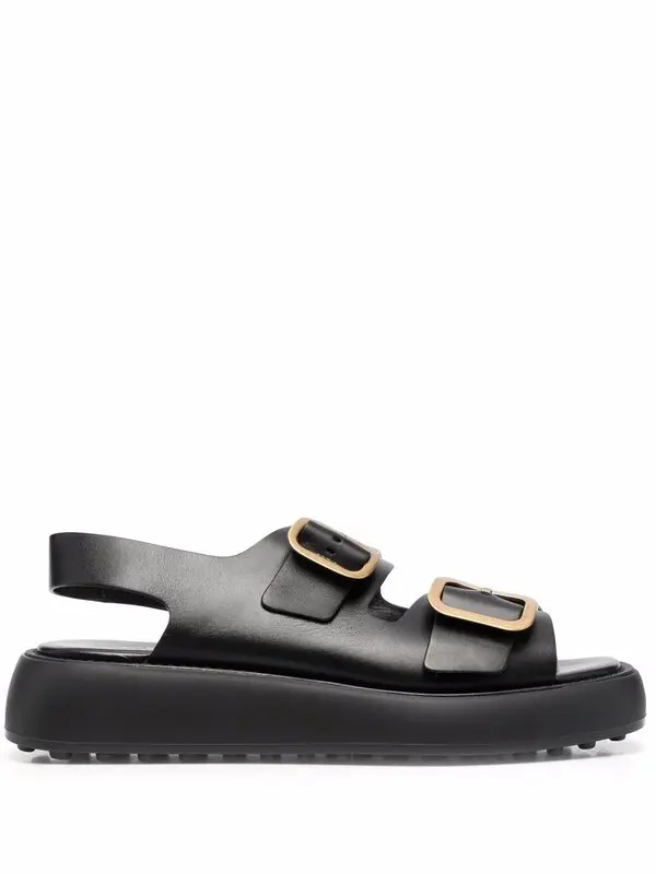 TOD'S Double Buckle Sandals - Black