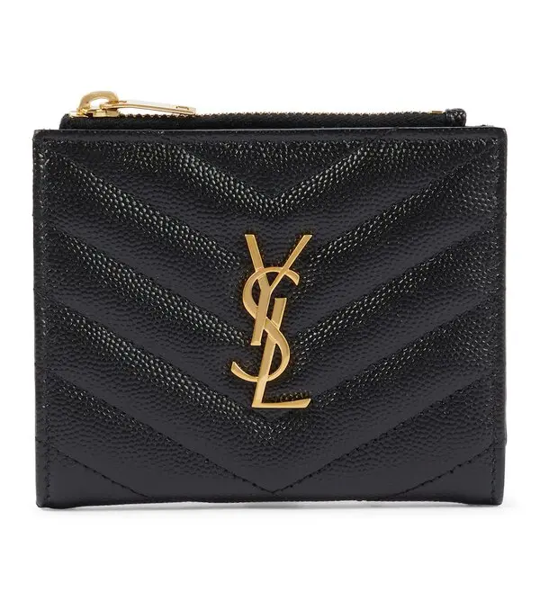 Saint Laurent Monogram Zipped Leather Wallet
