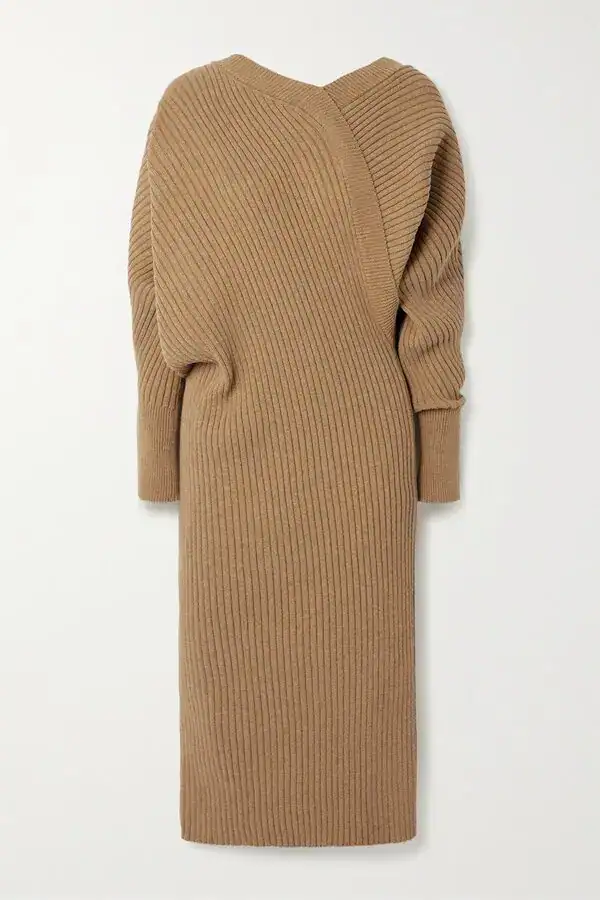 rib knit button dress Dark brown ribbed knit button front dress
