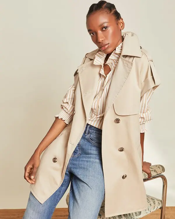 Veronica Beard Ensie Dickey Trench Vest Khaki Editorialist