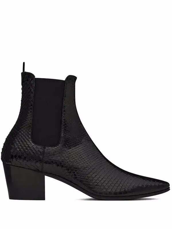 Saint Laurent Vassili 60 Almond-Toe Boots - Black | Editorialist