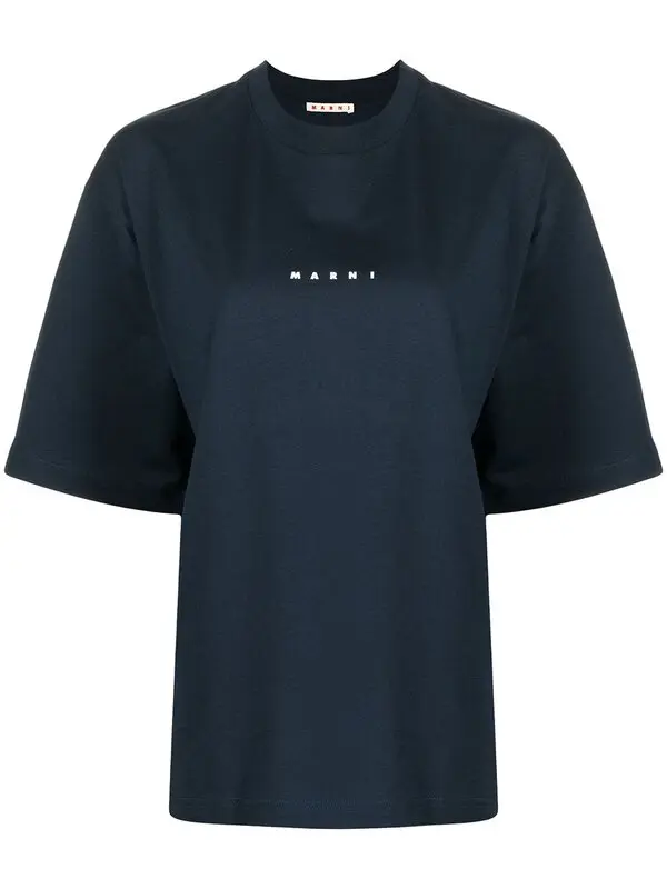Marni Logo-Print Short-Sleeve T-Shirt In Blue - 40% Off