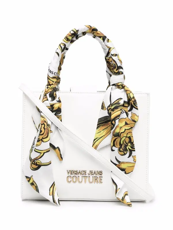Versace Scarf Detail Logo Tote Bag - White | Editorialist