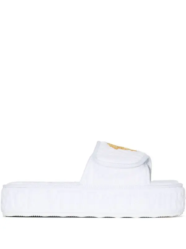 Versace Medusa Head Platform Slippers - White