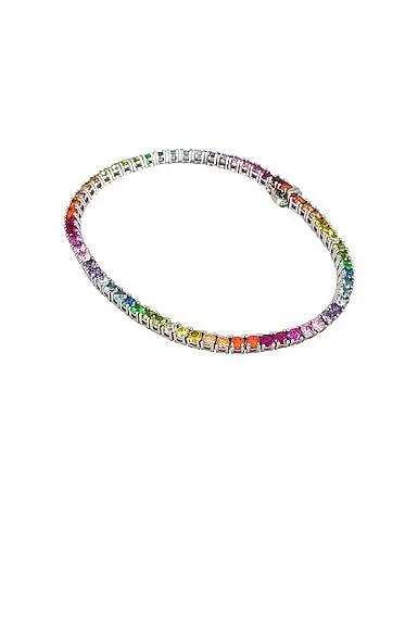 Hatton Labs Rainbow Tennis Bracelet In Blue - Silver | Editorialist