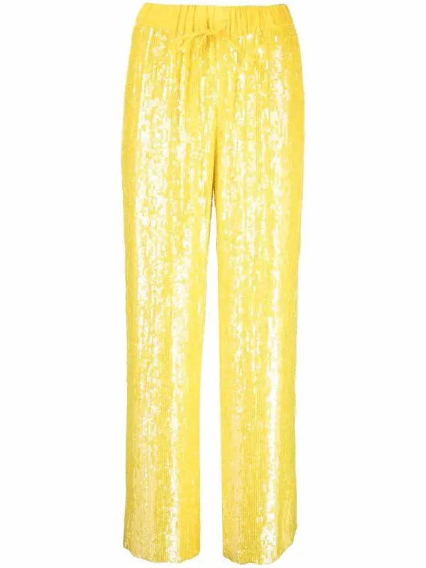 P.a.r.o.s.h Sequined Wide-leg Trousers - Yellow