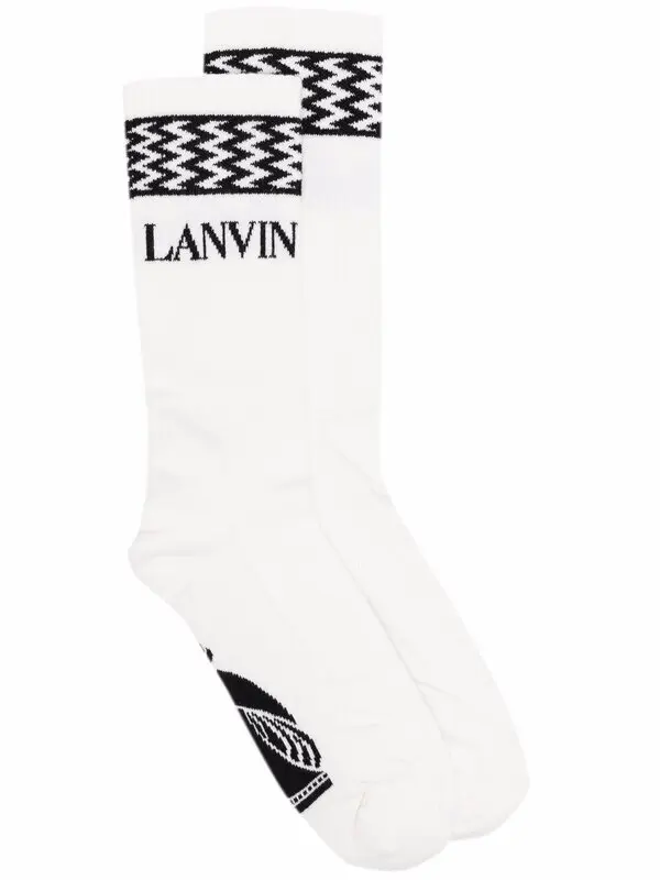LANVIN Logo-knit Zigzag-edge Socks