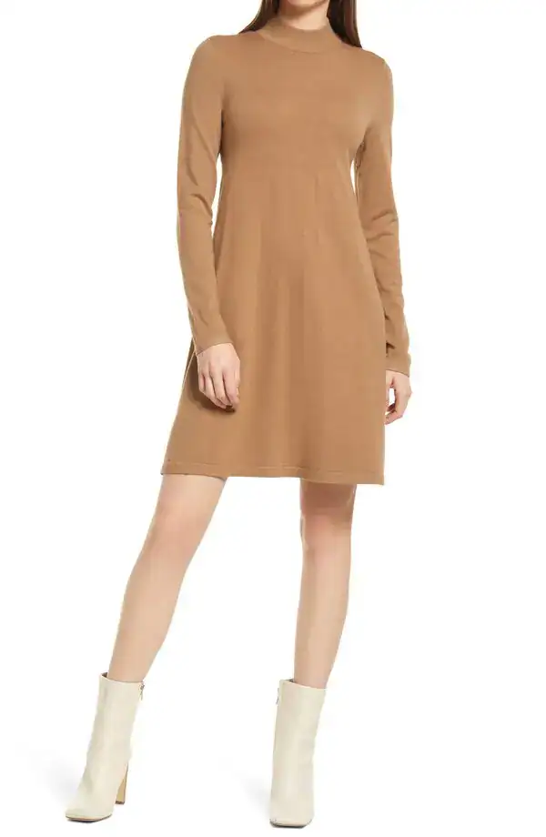 slim fit dress slacks Rowan Fit & Flare Sweater Dress Burgundy / S main image 0