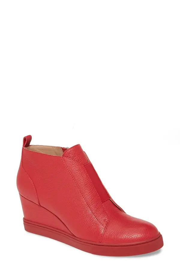 Linea Paolo Felicia Wedge Sneaker Red Leather Editorialist