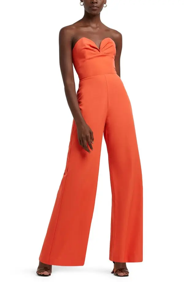 river island orange bardot dress River Island Bardot Wide Leg Jumpsuit - Orange
