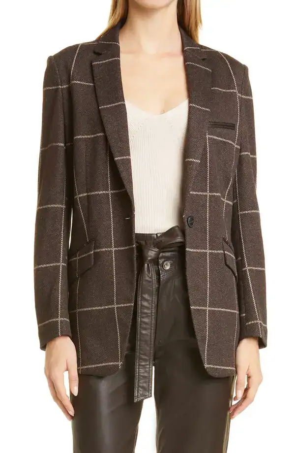 Rag Bone Margot Plaid Blazer Brown Editorialist