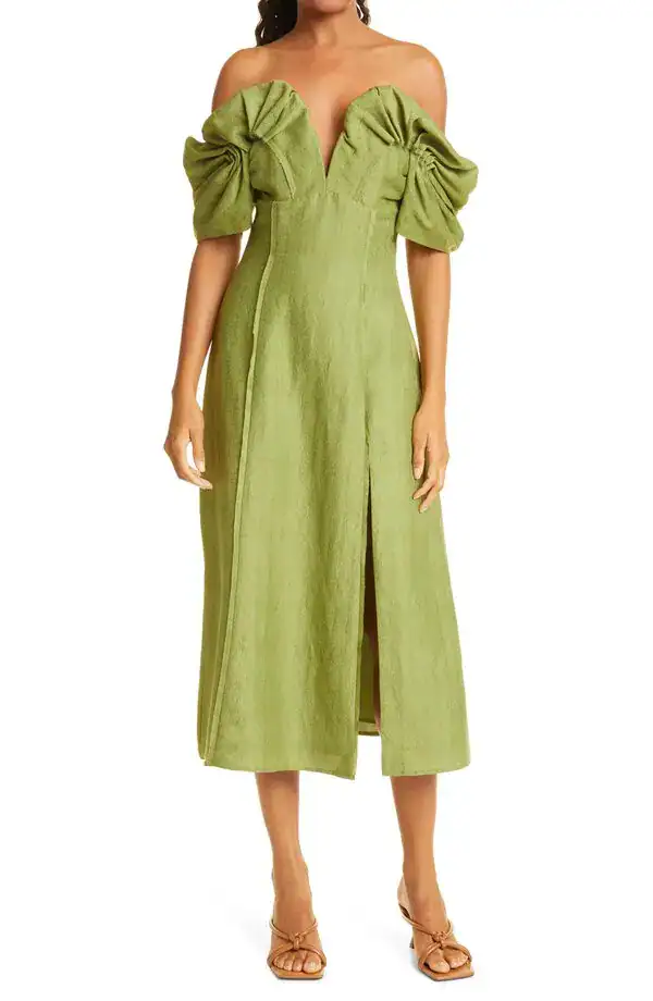 Cult Gaia Muna Off The Shoulder Dress - Palm | Editorialist