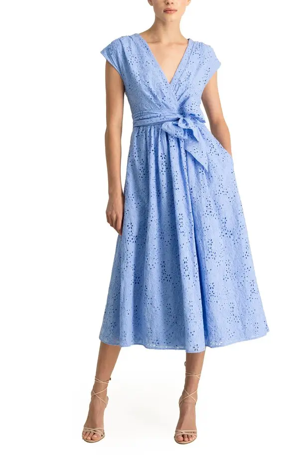 Monique Lhuillier Lace Midi Dress Bluebell Editorialist