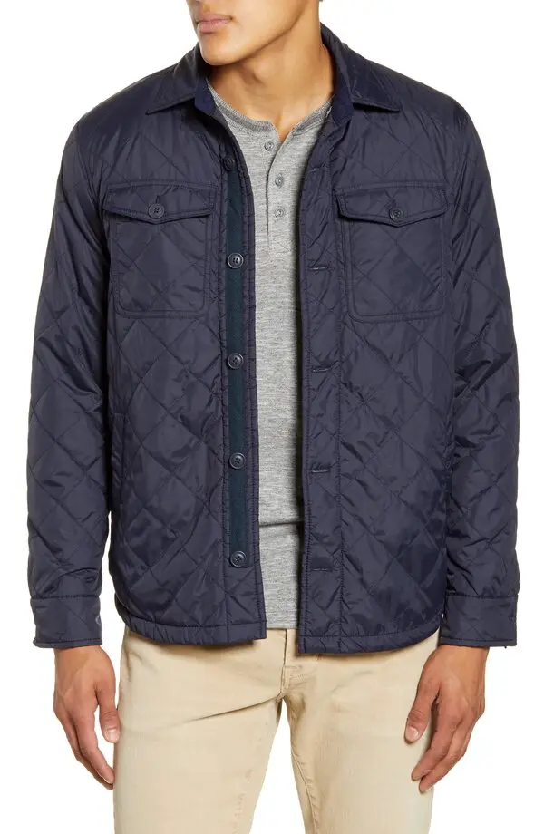 THE NORMAL BRAND Regular Fit Quilted Nylon Jacket - Navy | Editorialist