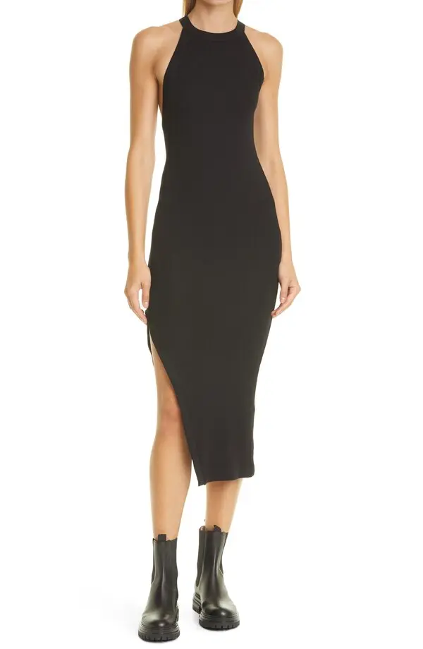 Alix Paxton Rib Body-Con Midi Dress - Black | Editorialist