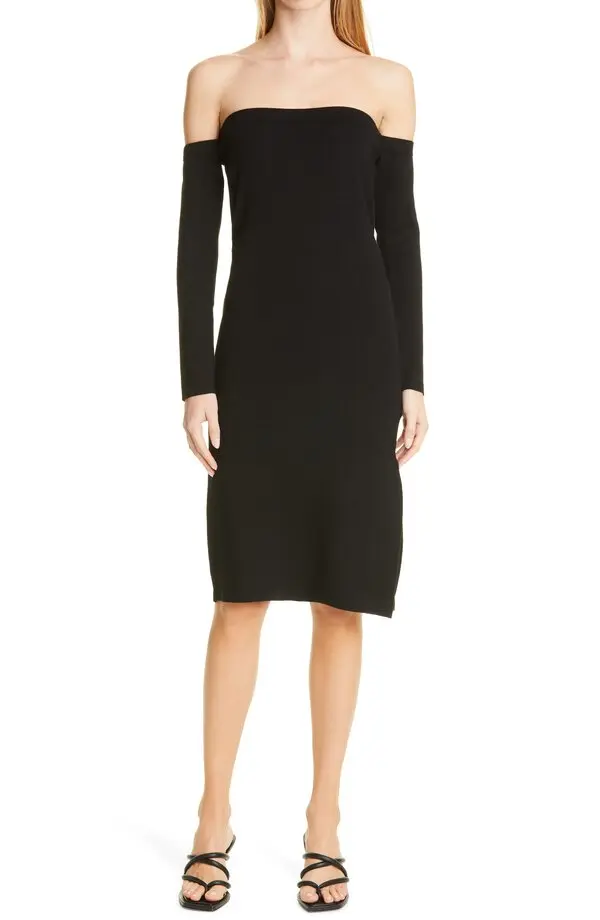 aje black knit dress Focal Knit Midi Dress | Black main image 1