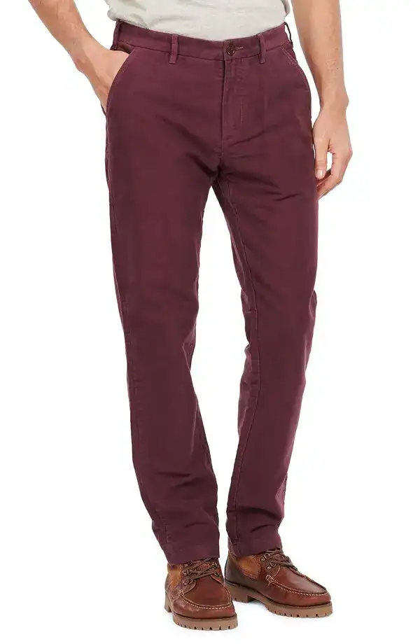 Barbour Neuston Regular Fit Moleskin Chino Pants Dark Merlot