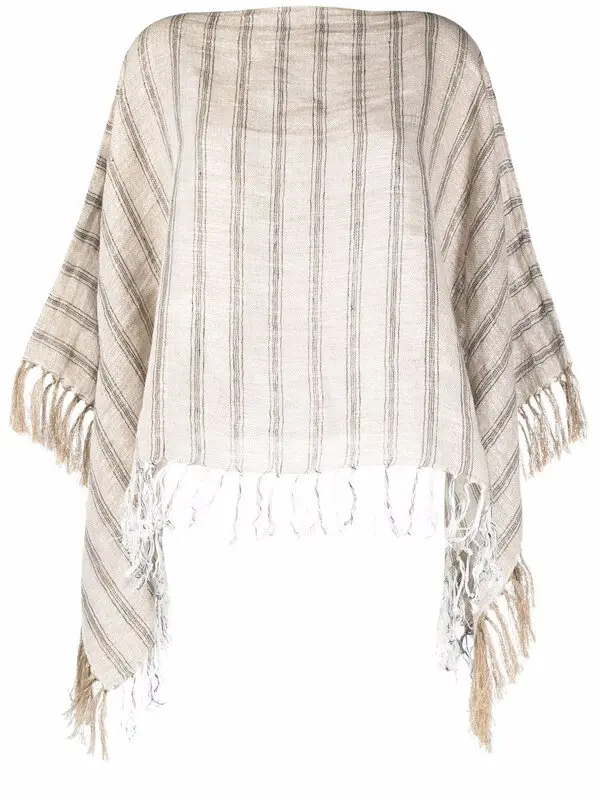 Brunello Cucinelli Striped Tassel-trim Poncho