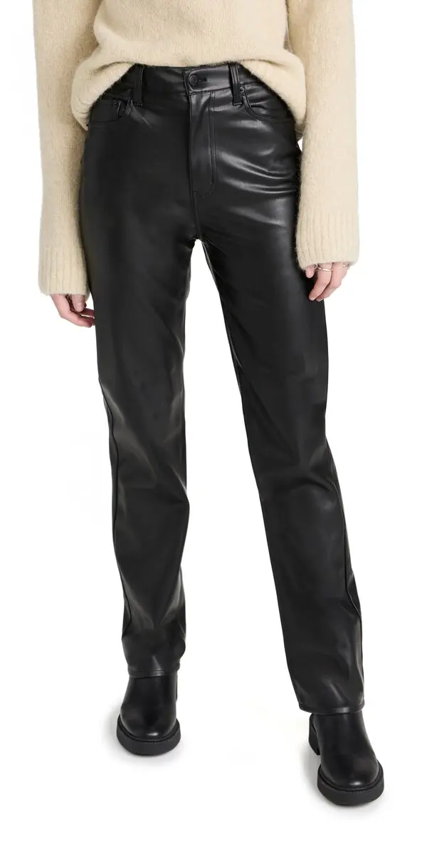 PISTOLA Faux Leather Straight Pants - Slate Black