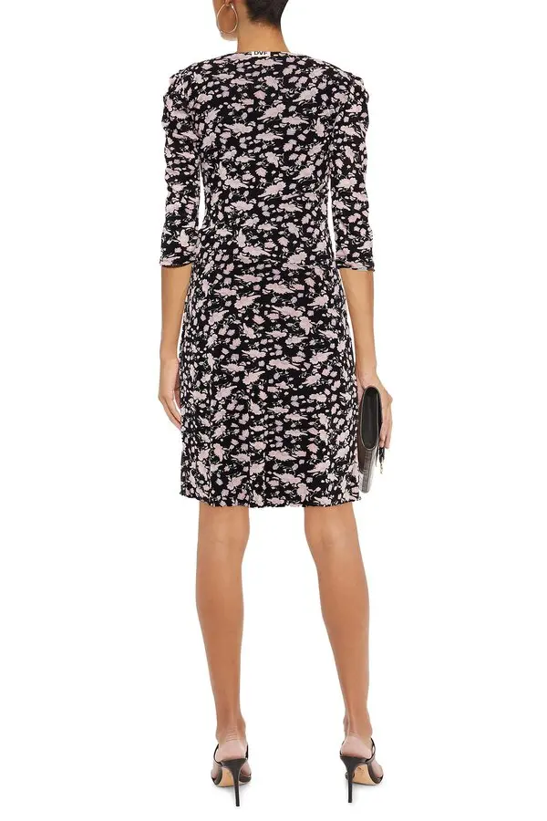 Diane Von Furstenberg Olina Wrap-effect Printed Crepe De Chine And Mesh Dress