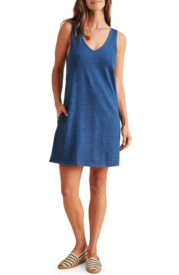 Faherty Brand Georgia Organic Cotton Knit Tank Dress In Indigo - 49% Off |  Editorialist
