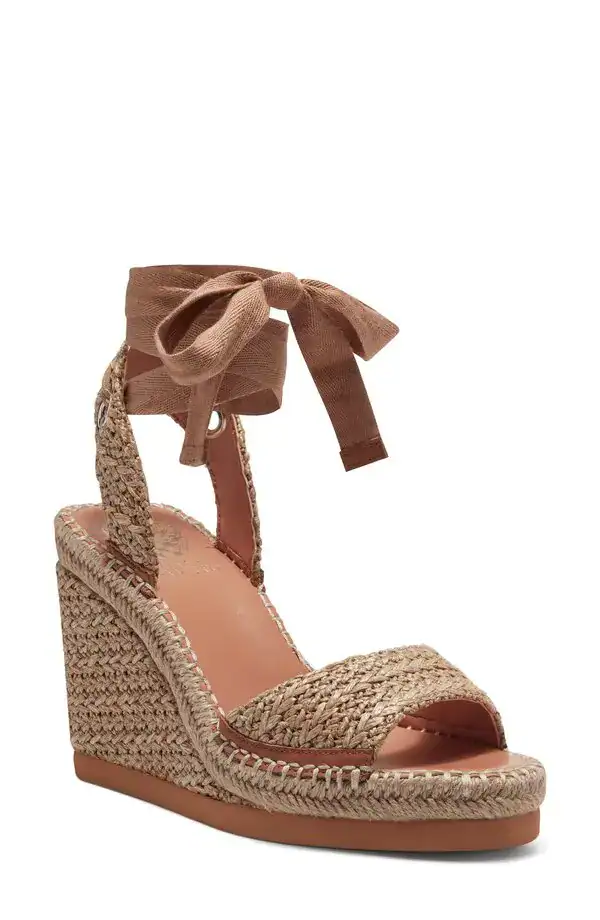 Vince Camuto Bendsen Wedge Sandal Dark Tan Editorialist