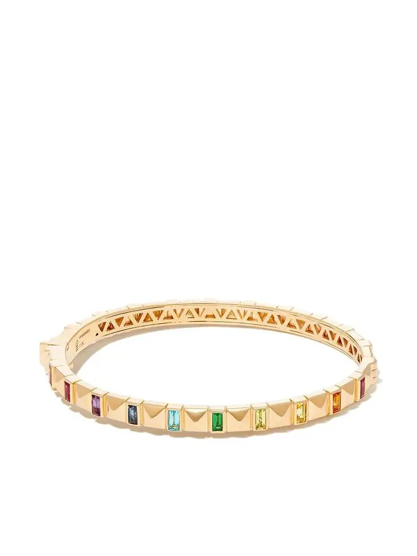 Harwell Godfrey 18kt Yellow Pyramid Stud Sapphire Bangle Bracelet