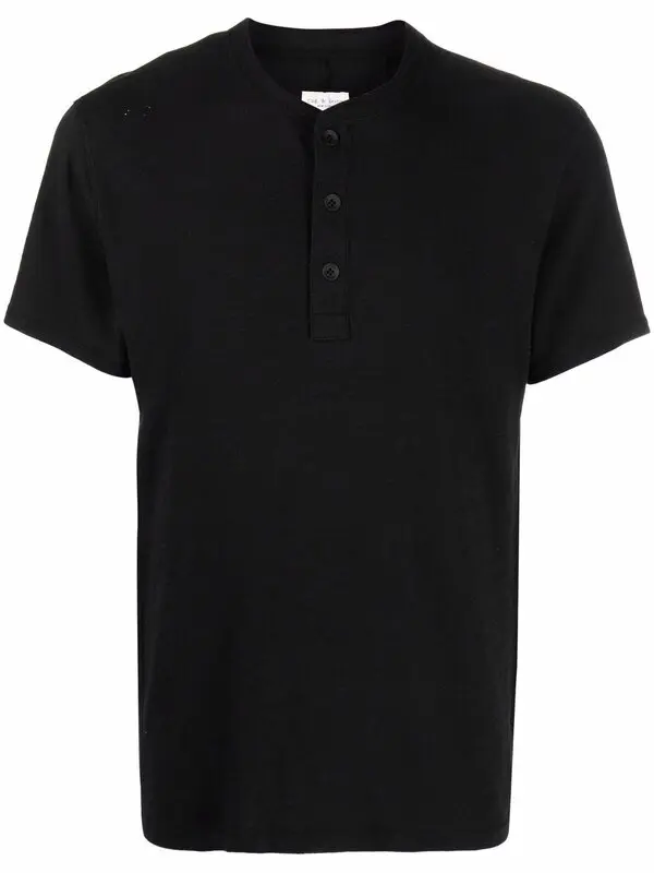 Rag & Bone Short-sleeve Henley T-shirt - Black