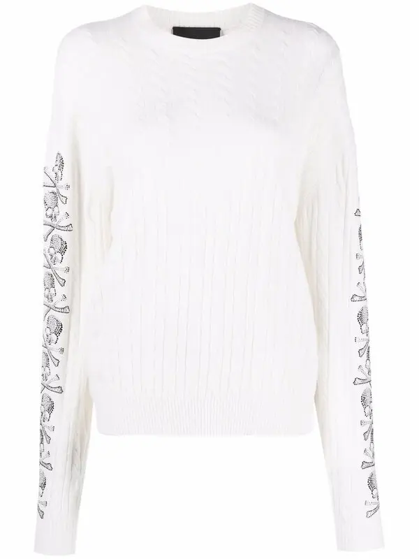 Philipp Plein Sequin Skull Pullover - Neutrals